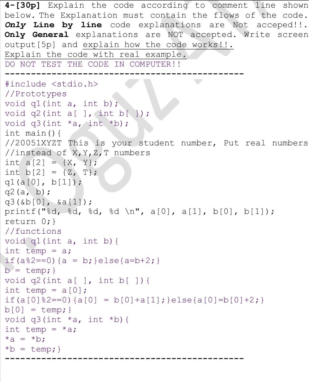Solved 4-[30p] Explain the code according to comment line | Chegg.com