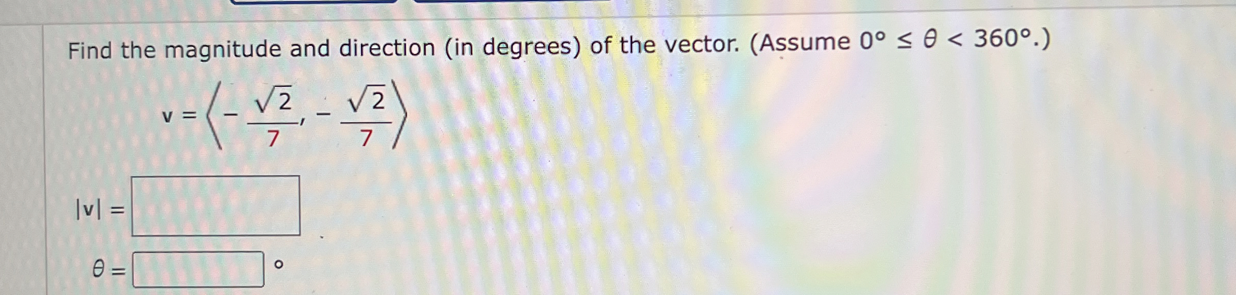 Solved Find the magnitude and direction (in degrees) ﻿of the | Chegg.com
