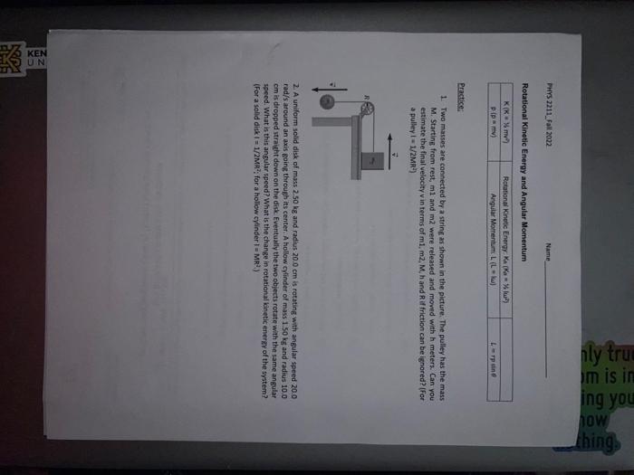 Solved Rotational Kinetic Energy and Angular Momentum | Chegg.com
