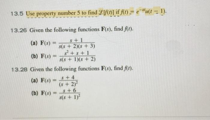 Solved 13.5 Use property number 5 to find Lif(t)] if f(t) = | Chegg.com