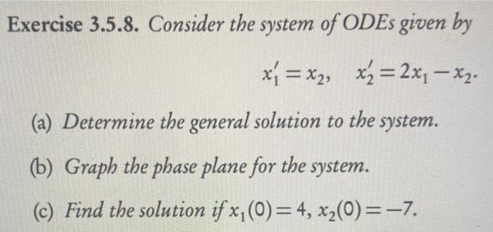 Solved Exercise 3.5.8. Consider the system of ODE s given by | Chegg.com