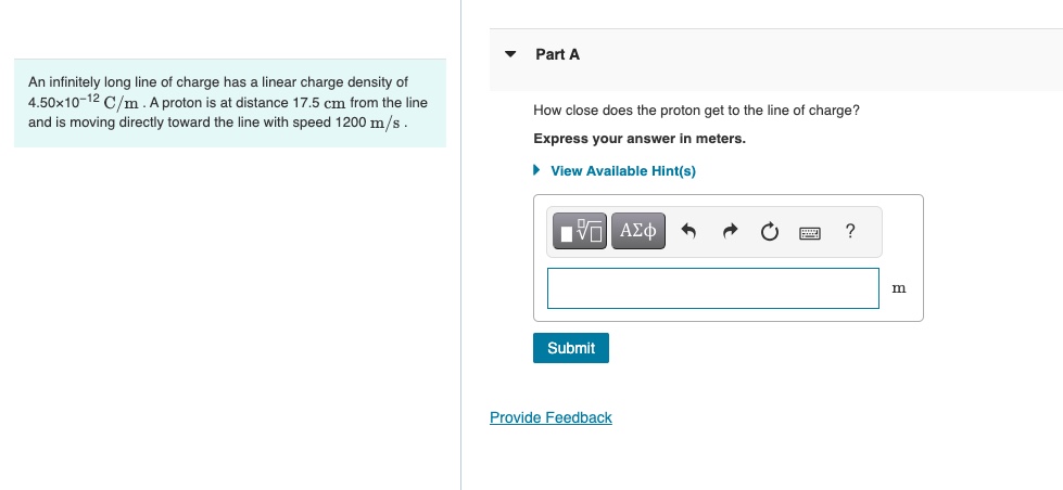 Solved Part AAn infinitely long line of charge has a linear | Chegg.com