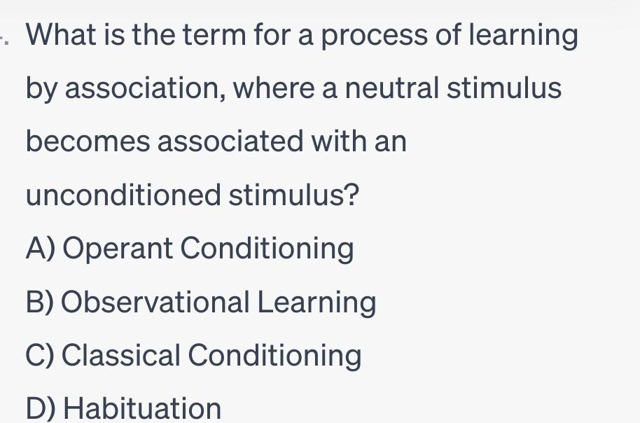 Solved What is the term for a process of learning by | Chegg.com