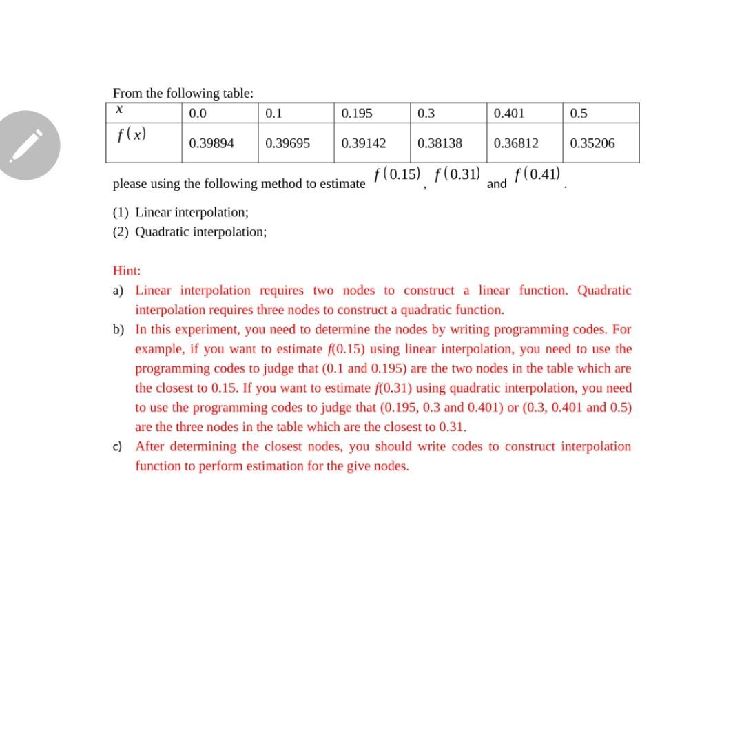 Solved From the following table: [ please using the | Chegg.com