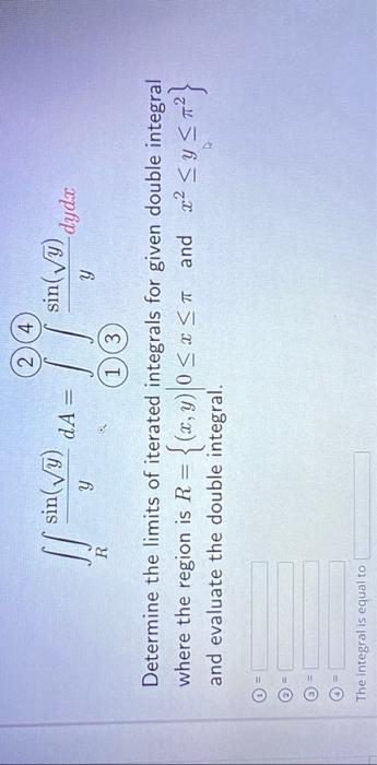 Solved Determine the limits of iterated integrals for given | Chegg.com