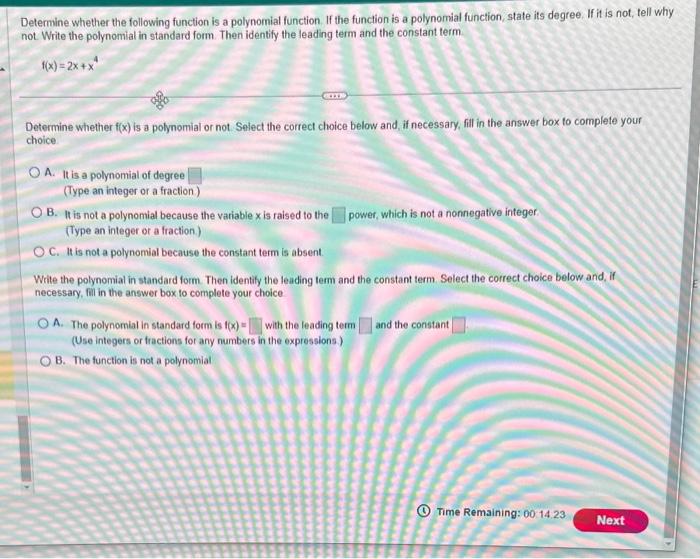 Solved Determine whether the following function is a | Chegg.com