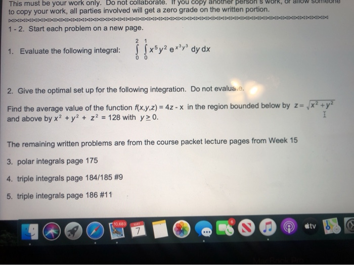 Solved INIS must be your work only. Do not collaborate. If | Chegg.com
