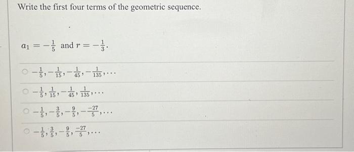 Solved Write the first four terms of the arithmetic sequence | Chegg.com