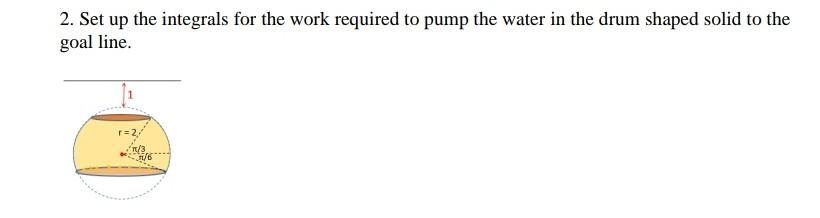 Solved 2. Set up the integrals for the work required to pump | Chegg.com