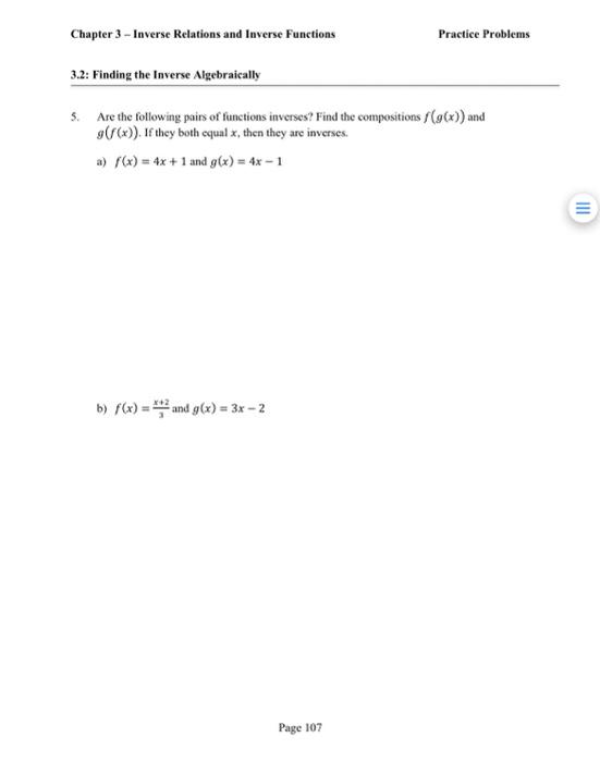 Solved Chapter 3 - Inverse Relations and Inverse Functions | Chegg.com