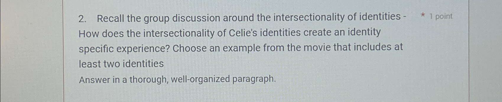 Solved In the color purple, How does the intersectionality | Chegg.com