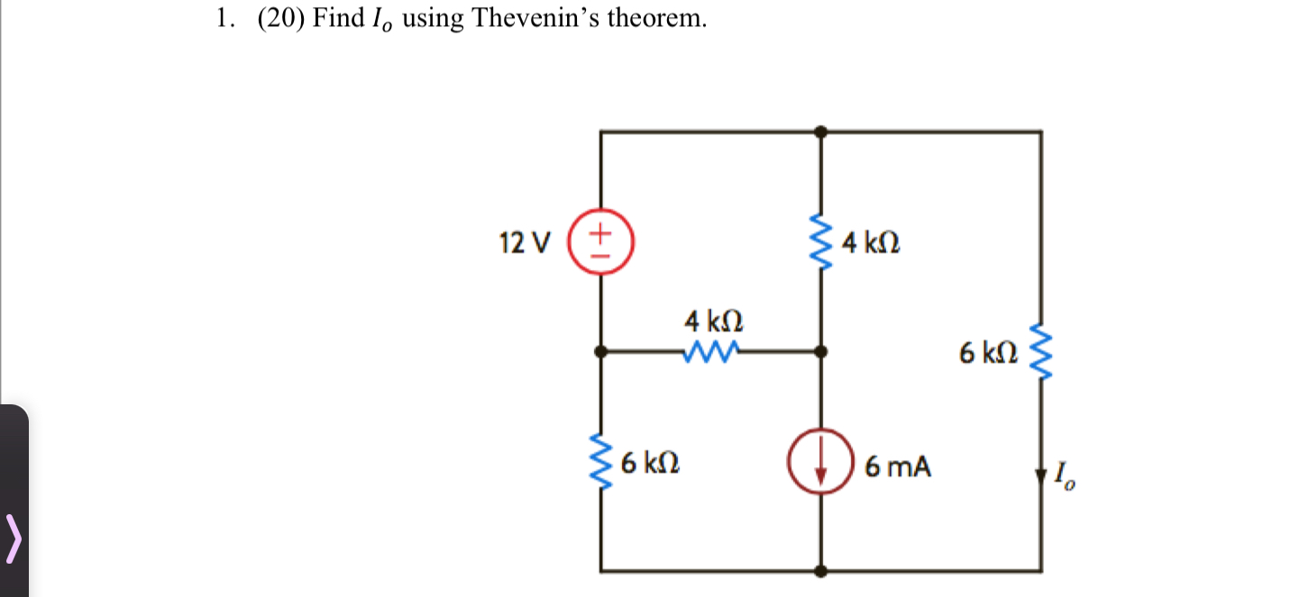 Solved Find I in ﻿the circuit using Thévenin's ﻿theorem. | Chegg.com