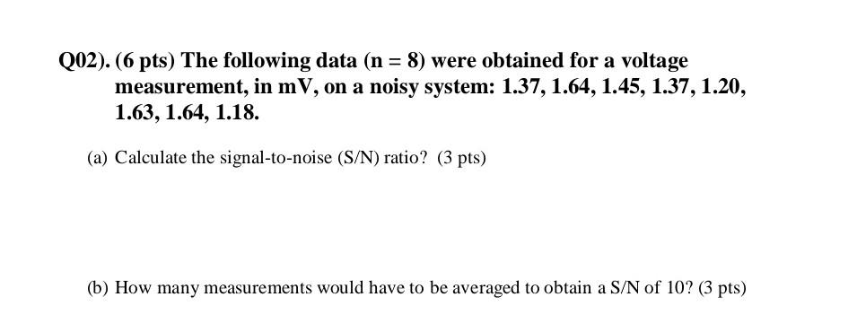 Solved Q02). (6 pts) The following data (n=8) were obtained | Chegg.com