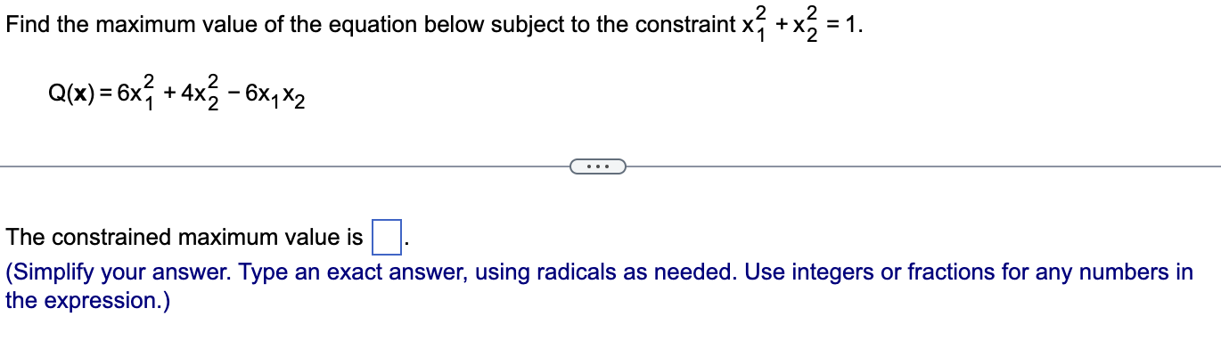 Solved Find the maximum value of the equation below subject | Chegg.com