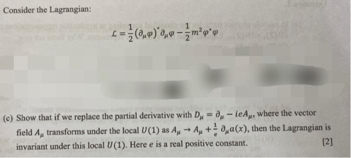 Solved Consider the Lagrangian: