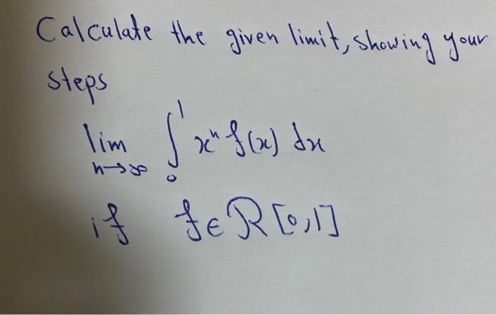 Solved Calculate the given limit, showing your steps lim I | Chegg.com