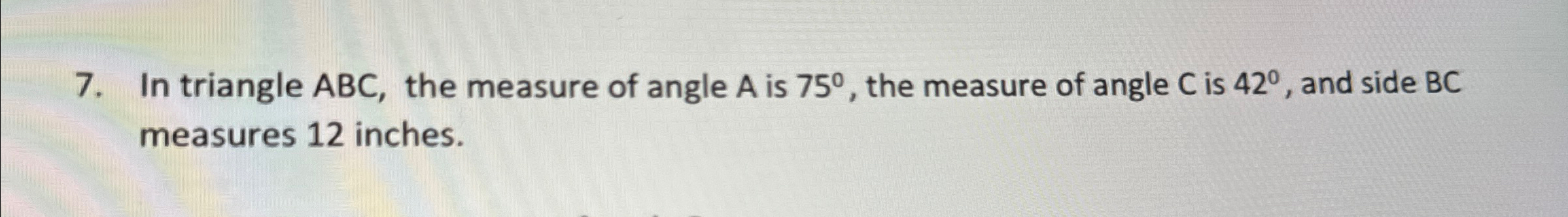 Solved In triangle ABC, the measure of angle A ﻿is 75°, ﻿the | Chegg.com