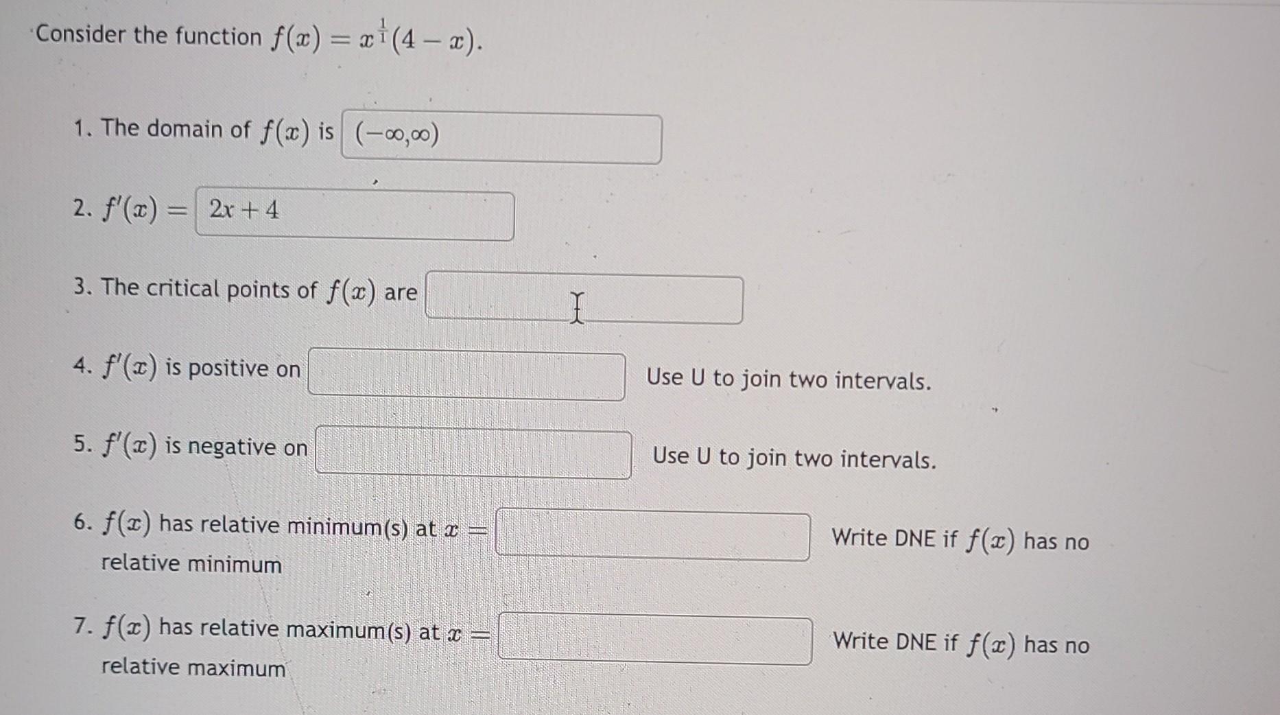 Solved Consider the function f(x)=x11(4−x). 1. The domain of | Chegg.com