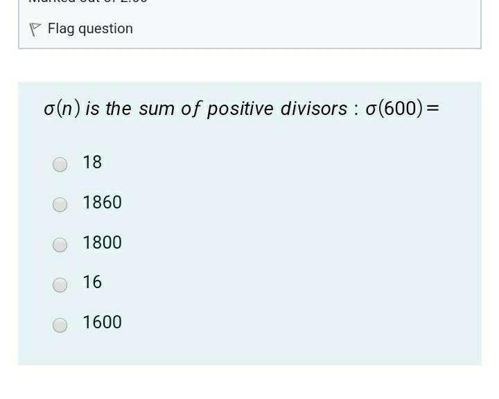 Solved P Flag question o(n) is the sum of positive divisors | Chegg.com