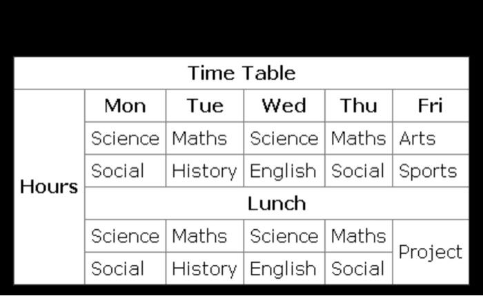 Solved Time Table \begin{tabular}{|l|l|l|l|c|c|} \hline | Chegg.com