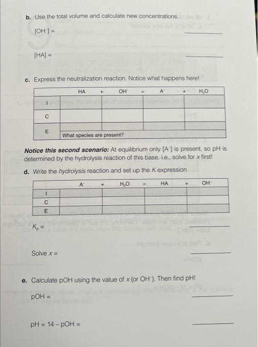 Solved b. Use the total volume and calculate new | Chegg.com