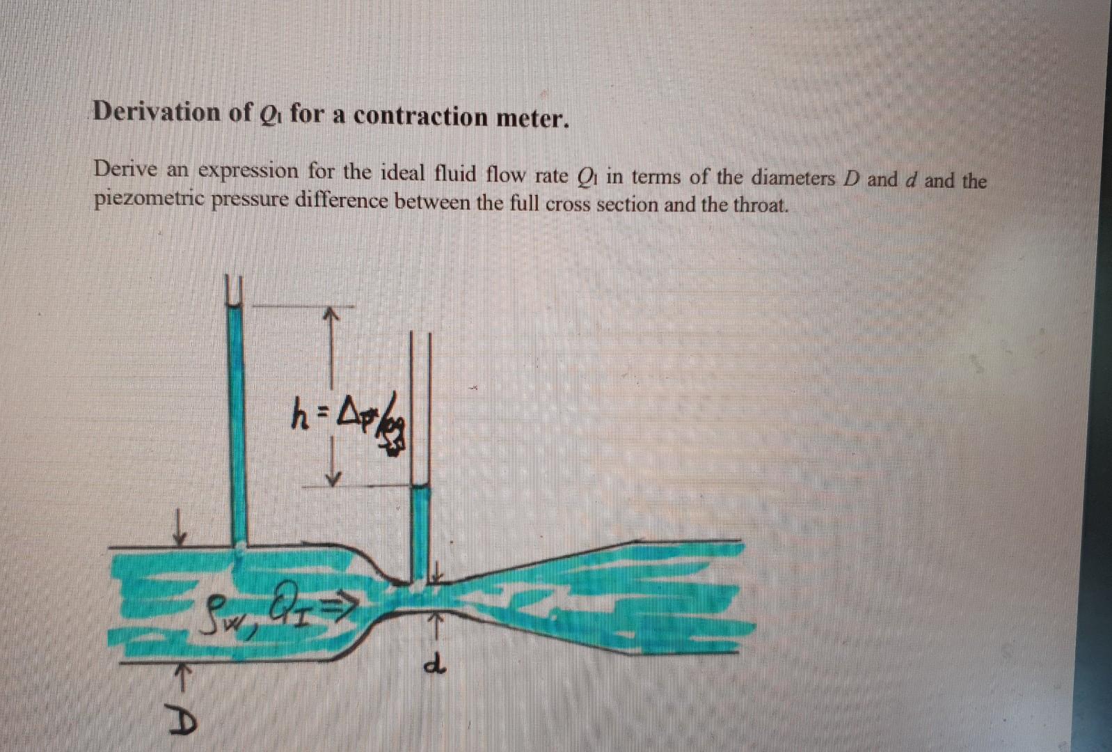 Solved Derivation of Q1 for a contraction meter. Derive an | Chegg.com