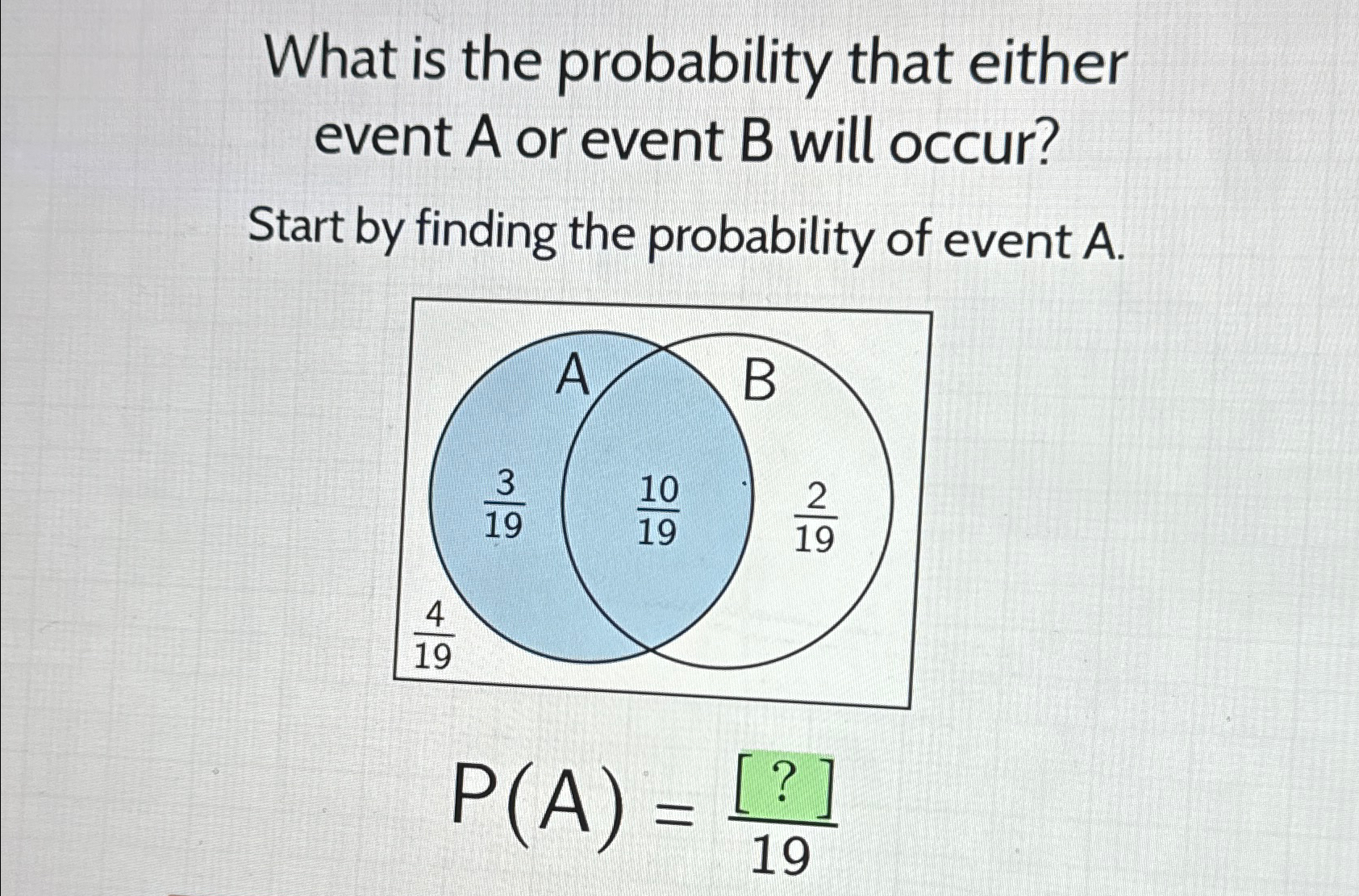 Solved What is the probability that either event A or event | Chegg.com