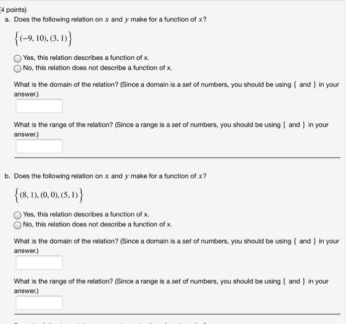 Solved -4 points) a. Does the following relation on x and y | Chegg.com