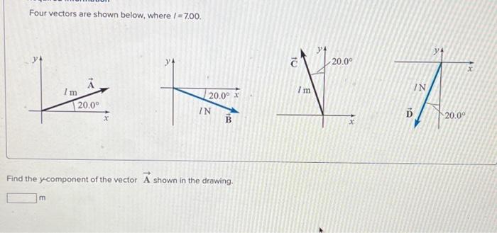 Solved Four vectors are shown below, where I=7.00. Find the | Chegg.com