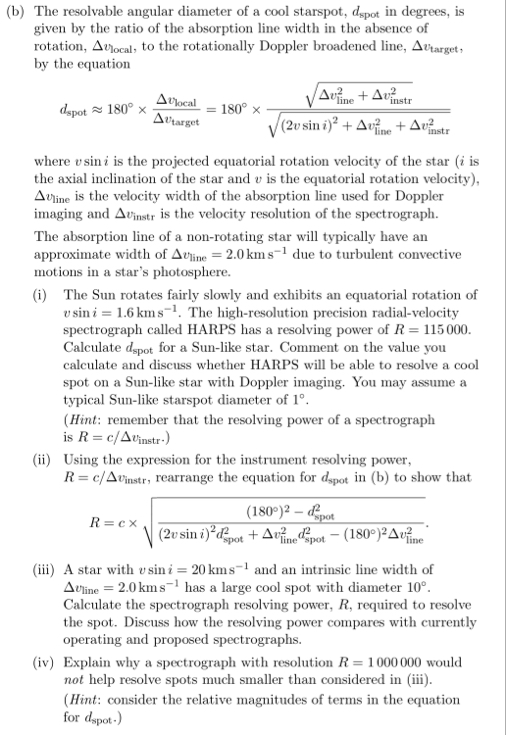 Solved (b) ﻿The resolvable angular diameter of a cool | Chegg.com