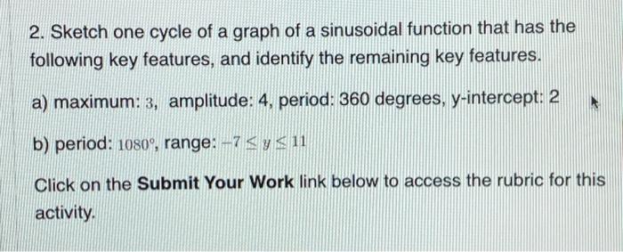 Solved 2. Sketch one cycle of a graph of a sinusoidal | Chegg.com