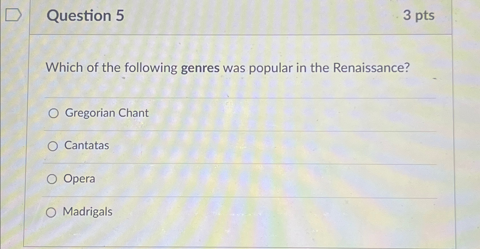 Solved Question 53 ptsWhich of the following genres was | Chegg.com Solved Question 53 ptsWhich of the following genres was | Chegg.com