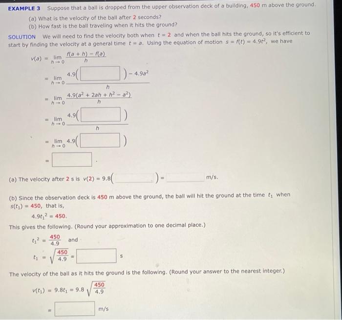 Solved EXAMPLE 3 Suppose that a ball is dropped from the | Chegg.com