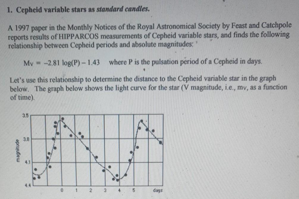 Solved 1. Cepheid variable stars as standard candles. A 1997 | Chegg.com
