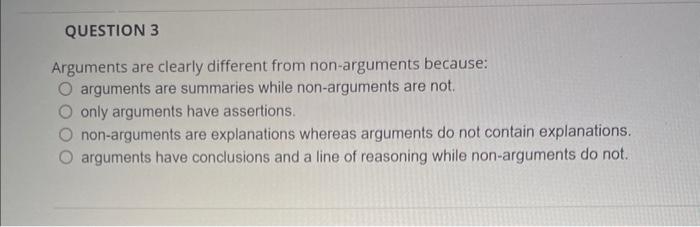 Arguments are clearly different from non-arguments | Chegg.com