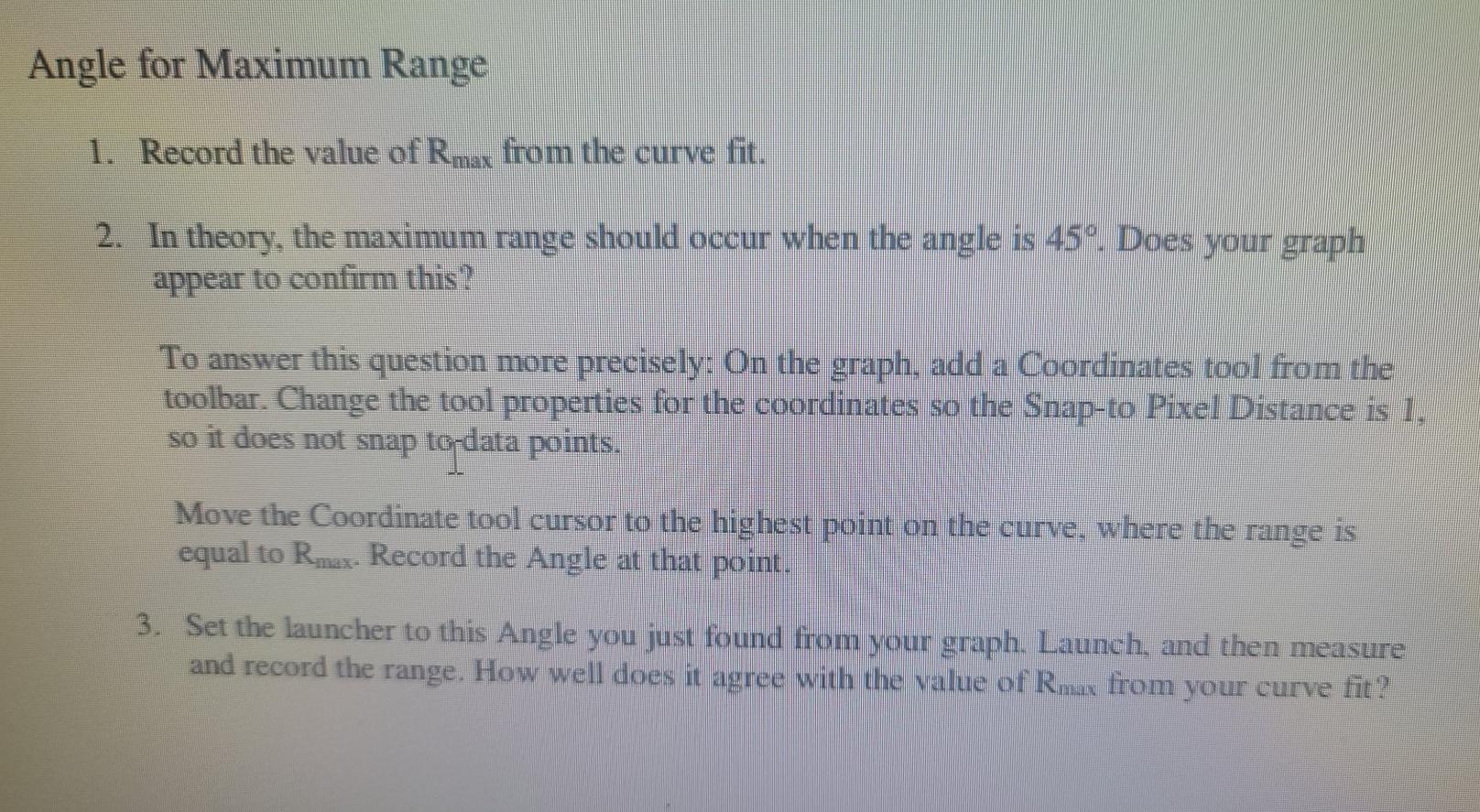 Projectile Range vs. Launch Angle lab data and graph | Chegg.com