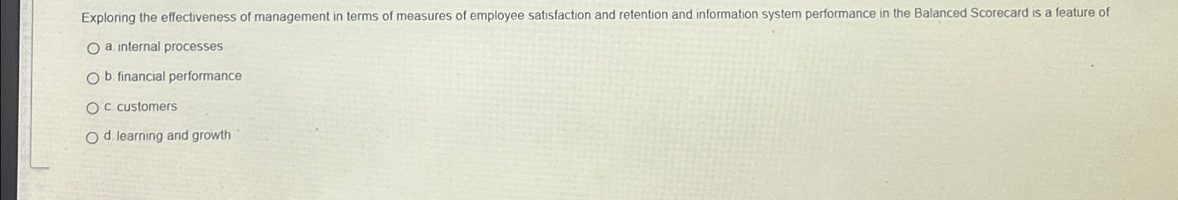 Solved Exploring the effectiveness of management in terms of | Chegg.com