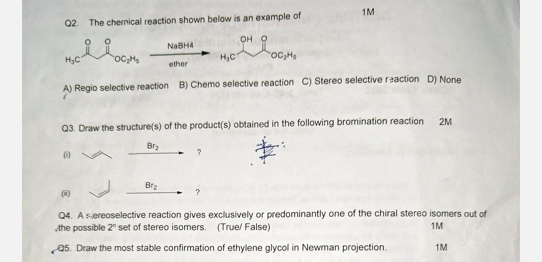 Solved Q2. The chemical reaction shown below is an example | Chegg.com
