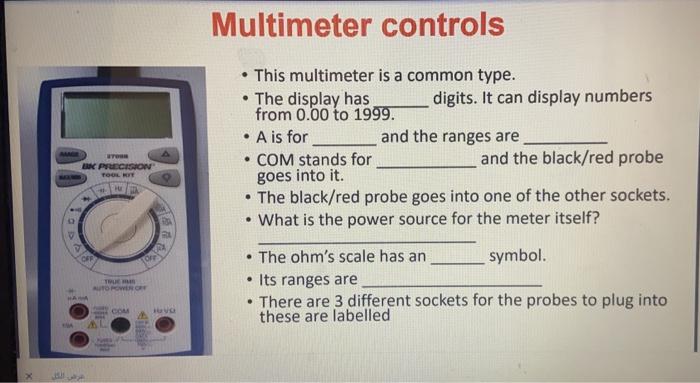 Solved Multimeter controls • This multimeter is a common | Chegg.com