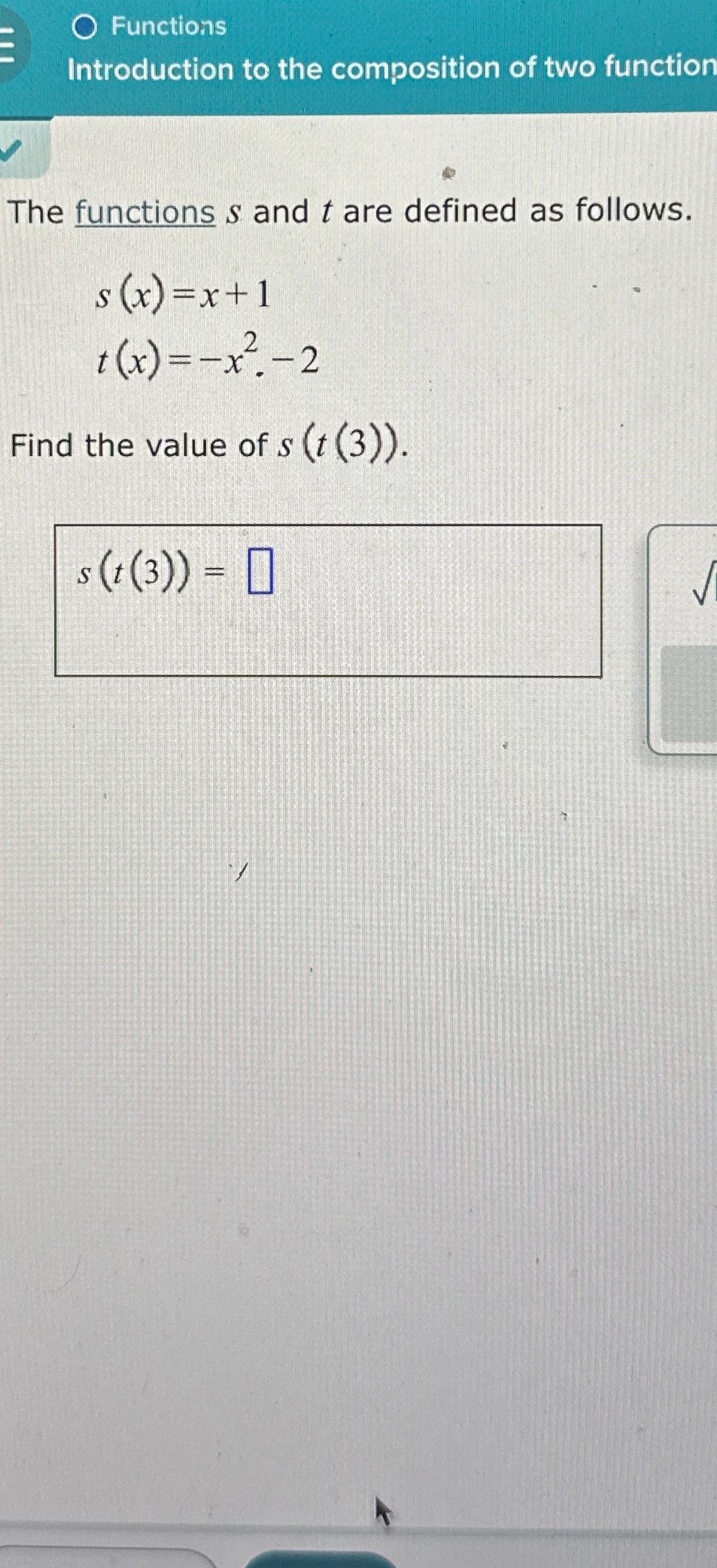 Solved FunctionsIntroduction to the composition of two | Chegg.com