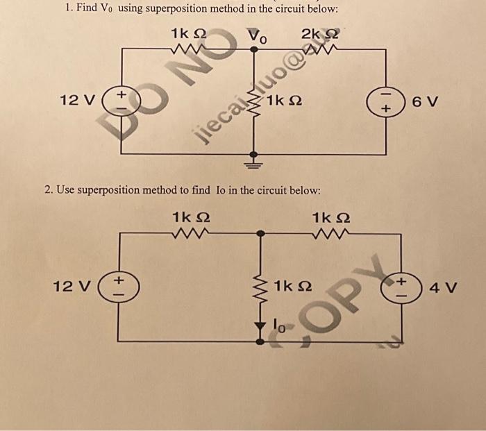 Solved 1. Find V0 using superposition method in the circuit | Chegg.com