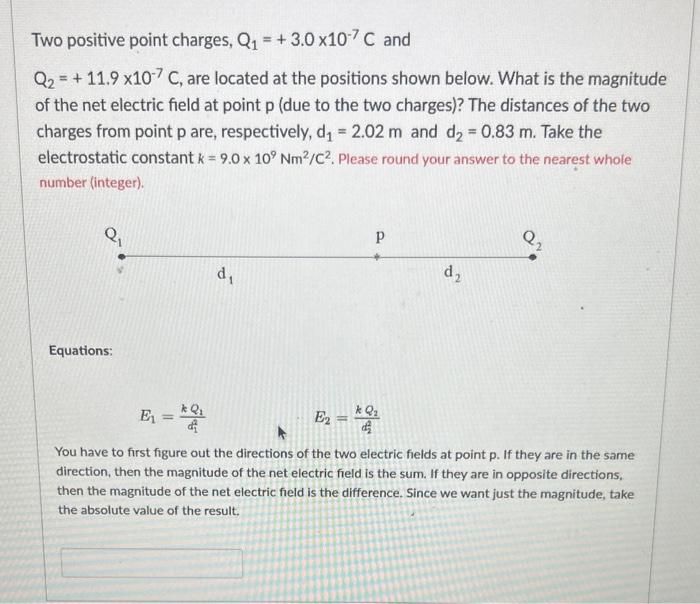 Solved Two positive point charges, Q1=+3.0×10−7C and | Chegg.com