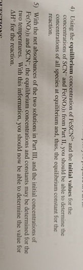 Using the equilibrium concentration of FeSCN2+ ﻿and | Chegg.com