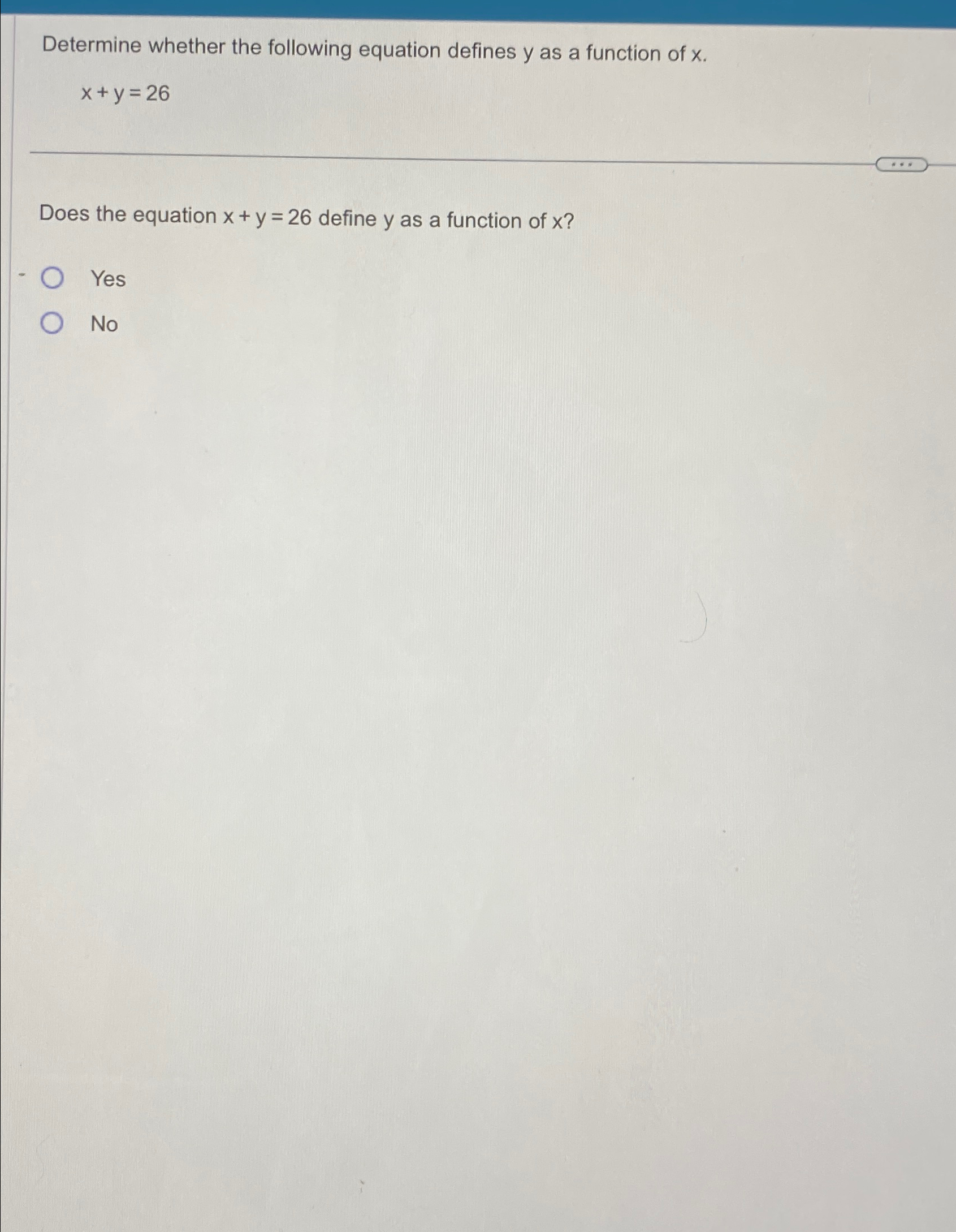 Solved Determine whether the following equation defines y | Chegg.com