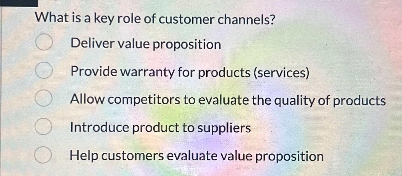 Solved What is a key role of customer channels?Deliver value | Chegg.com