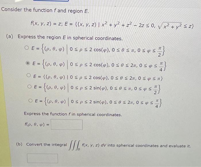 Solved Consider The Function F And Region E