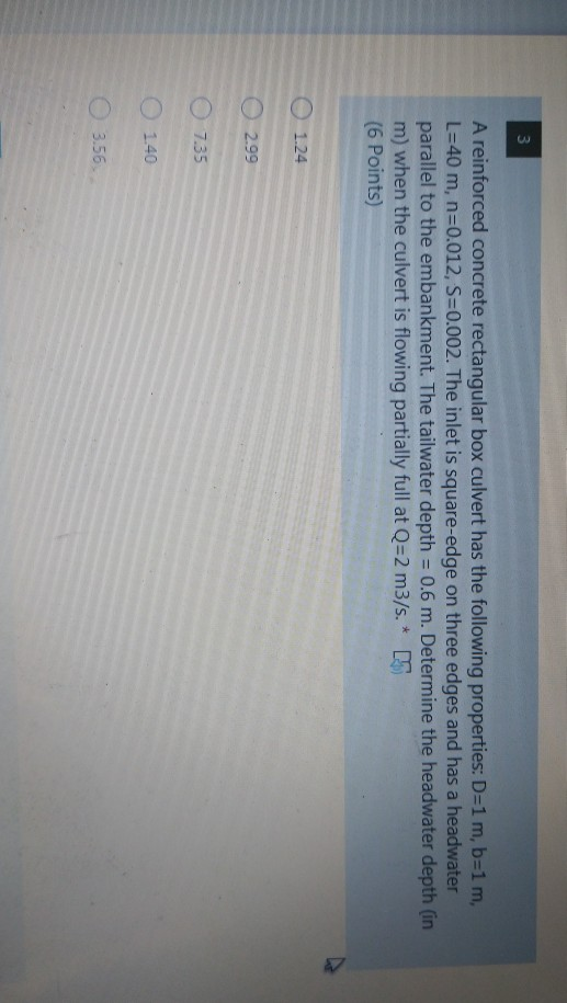 Solved 3 A reinforced concrete rectangular box culvert has | Chegg.com