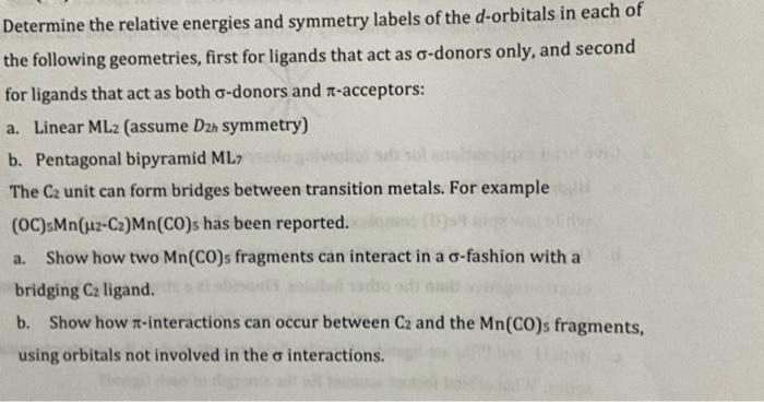 Solved Determine the relative energies and symmetry labels | Chegg.com