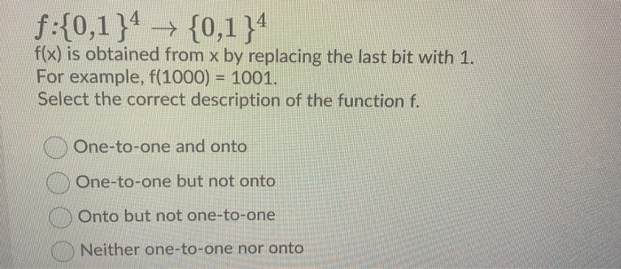 Solved f:{0,1}4 → {0,1}4 f(x) is obtained from x by | Chegg.com