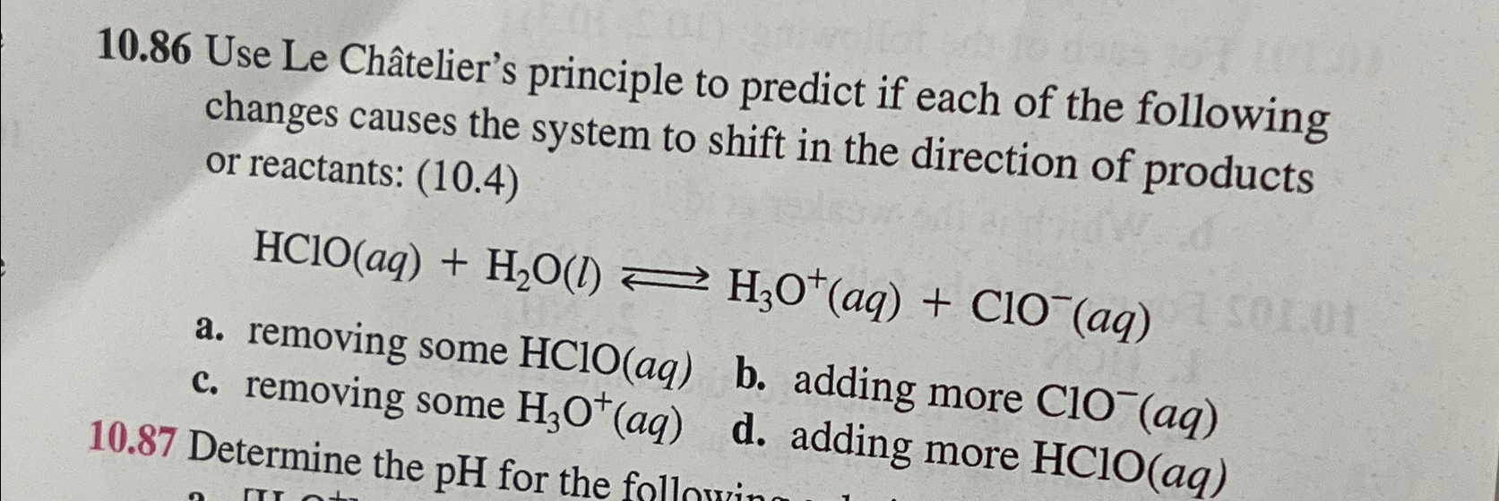 Solved 10.86 ﻿Use Le Châtelier's principle to predict if | Chegg.com